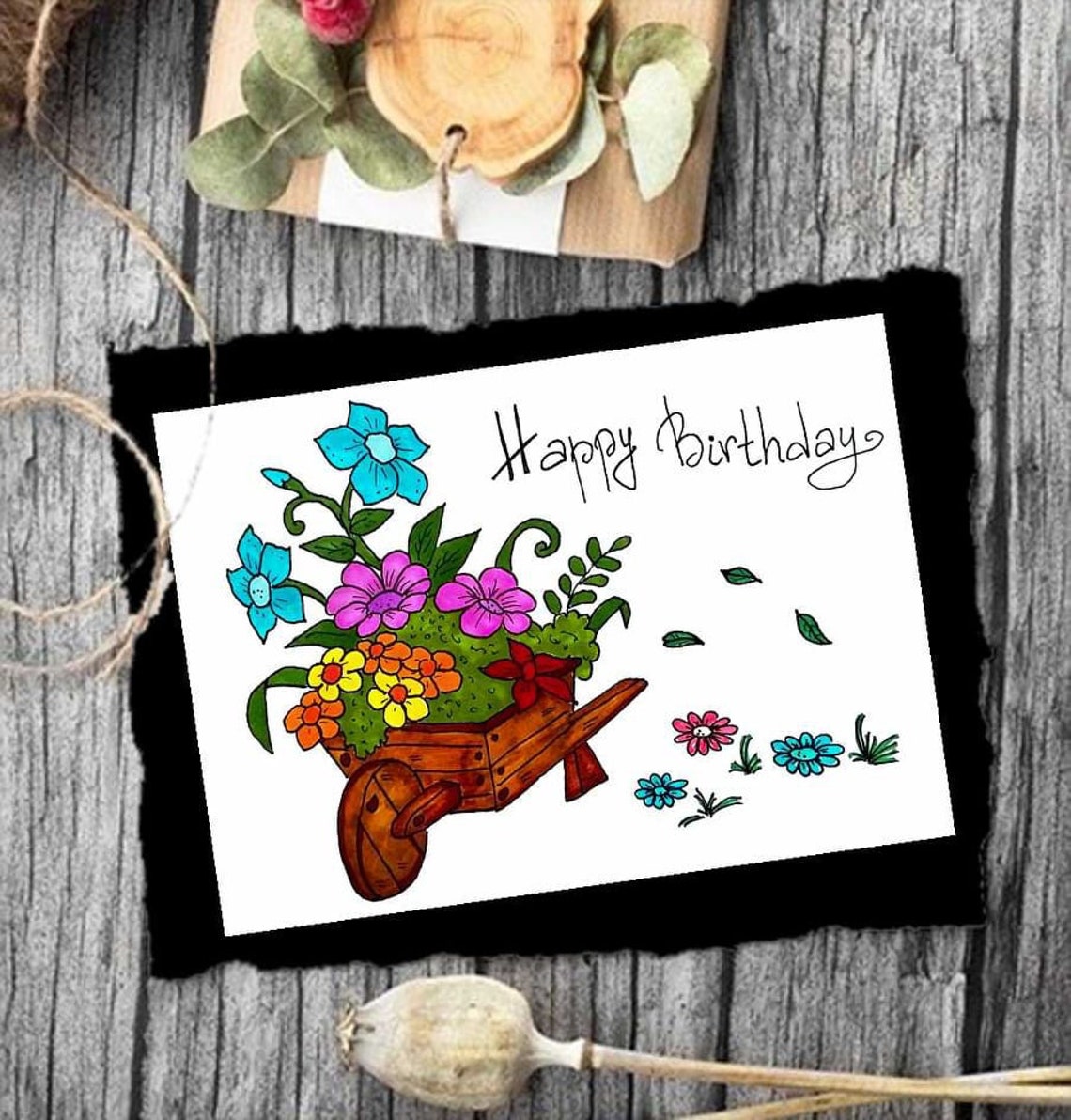 Happy Birthday Gardening Card Print. Garden Greeting Card. - Etsy