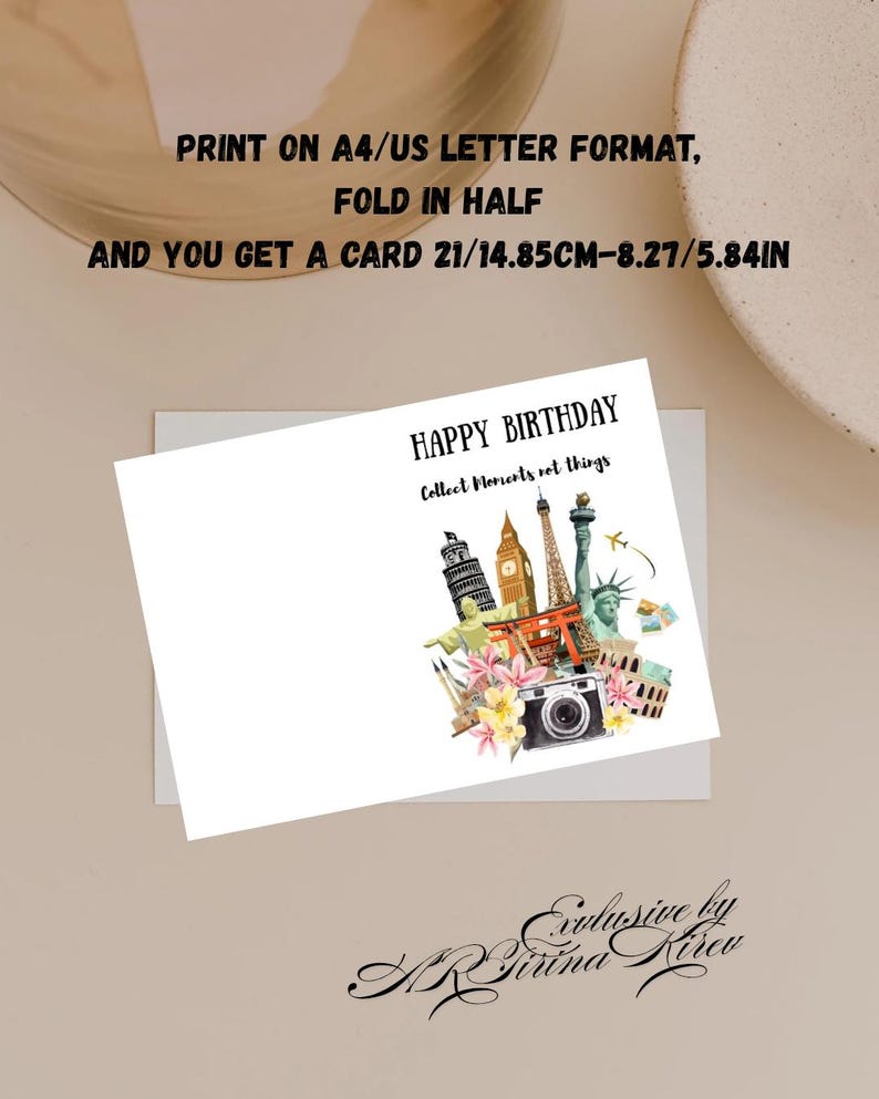 Travel Birthday Card Collect Moments Not Things. Printable Adventure ...
