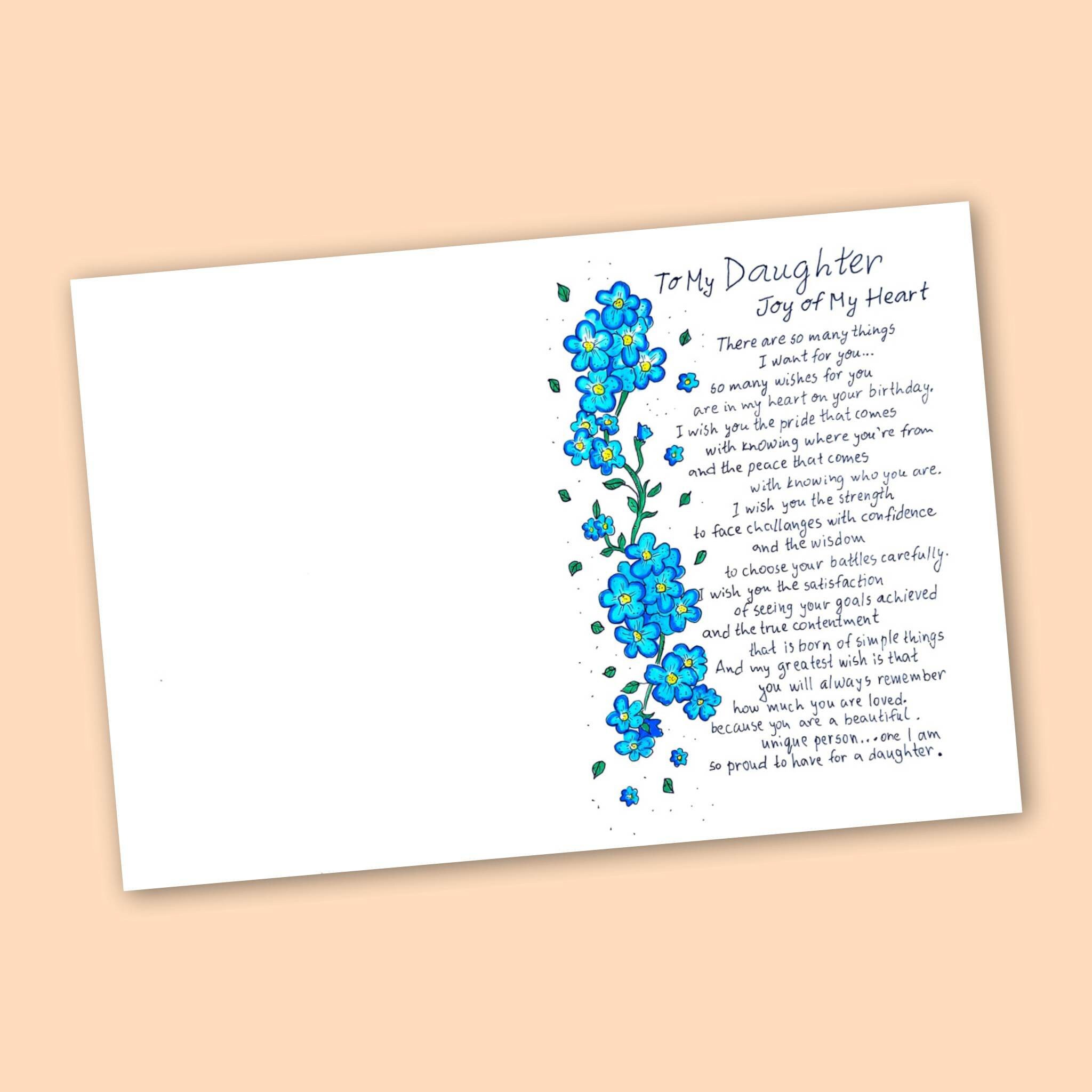 Daughter Birthday Printable Gift Card. to My Daughter Wishes Card ...