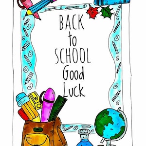 Back to School Good Luck Printable Card. First Day of School Card Print ...