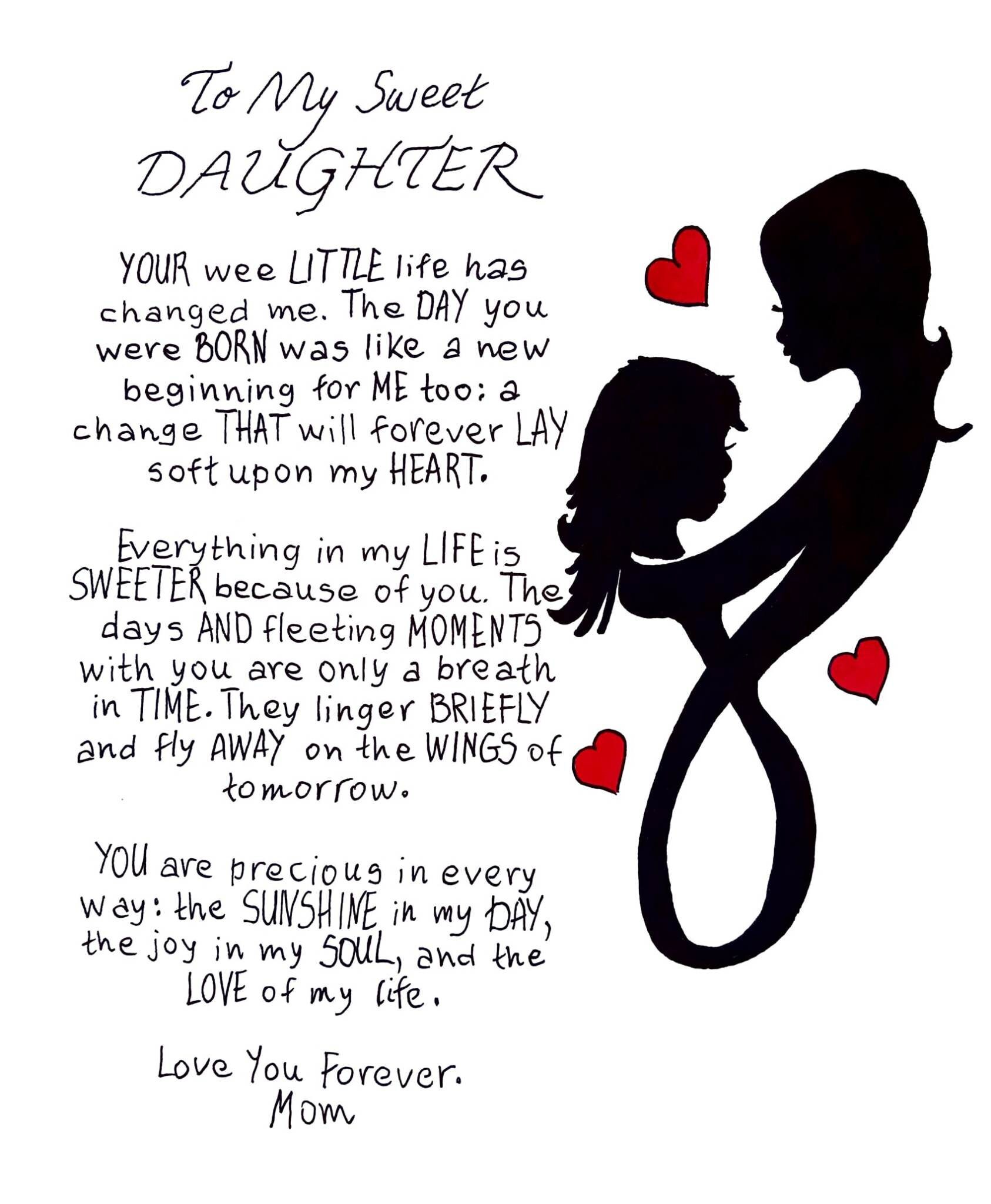 To My Daughter Birthday Card. Printable Daughter Birthday Gift Card ...