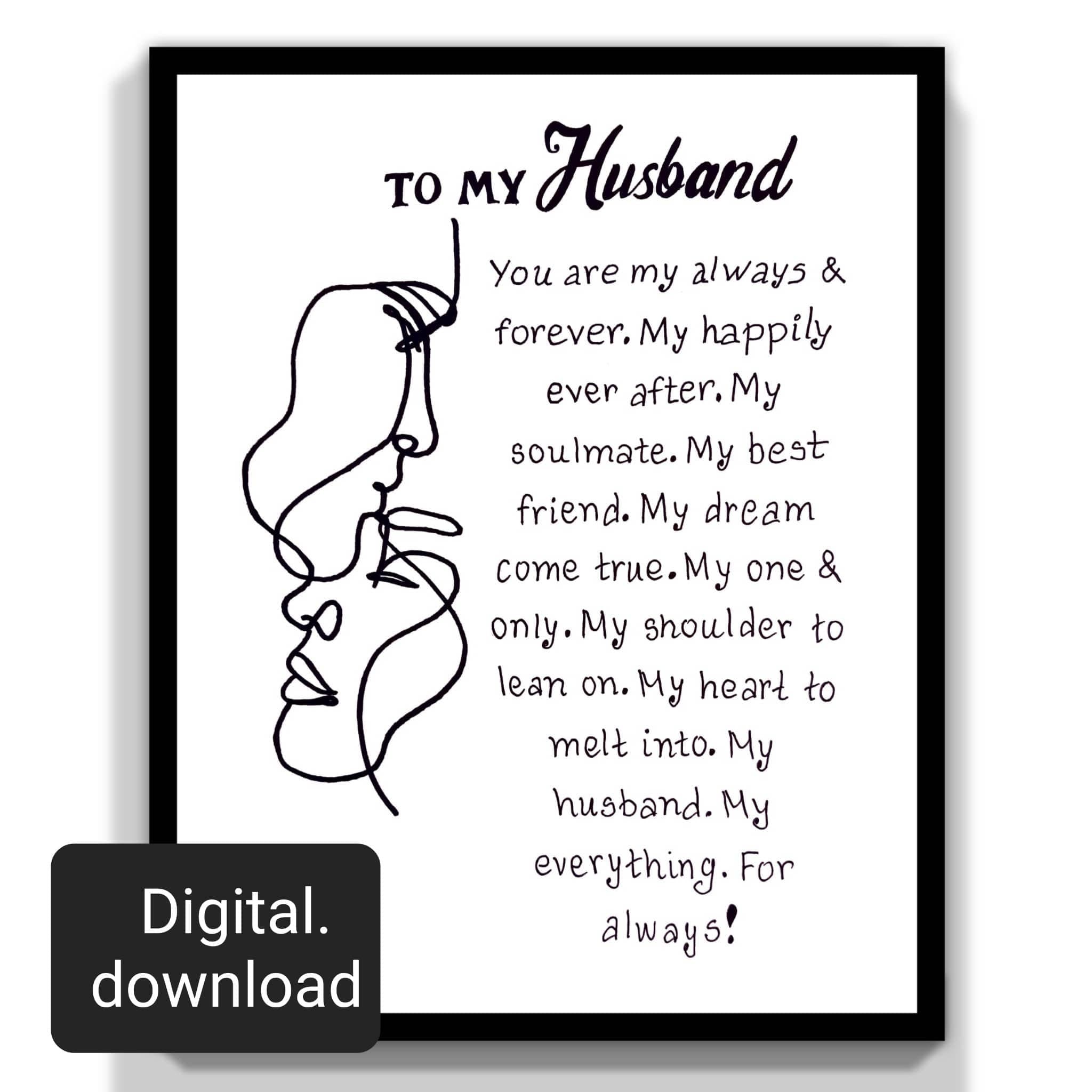 Husband Birthday Card Gift Printable. Anniversary Husband Digital Card ...
