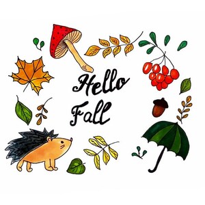 Fall Pumpkin Sign Printable Wall Art Set of 5 Print. Hello Fall Wall ...