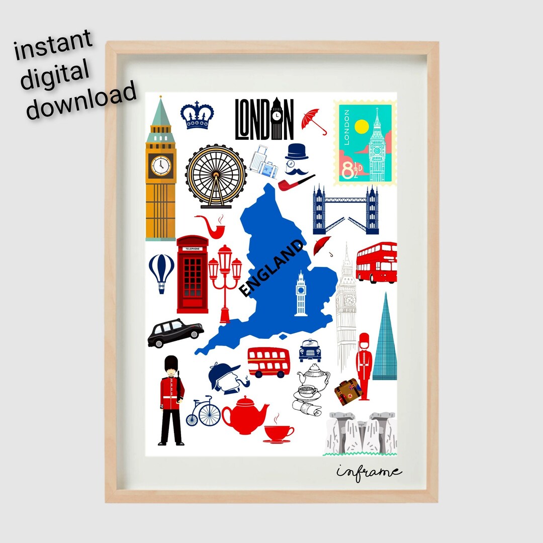 England Travel Icons Poster. Doodle City Icons Elements. England ...