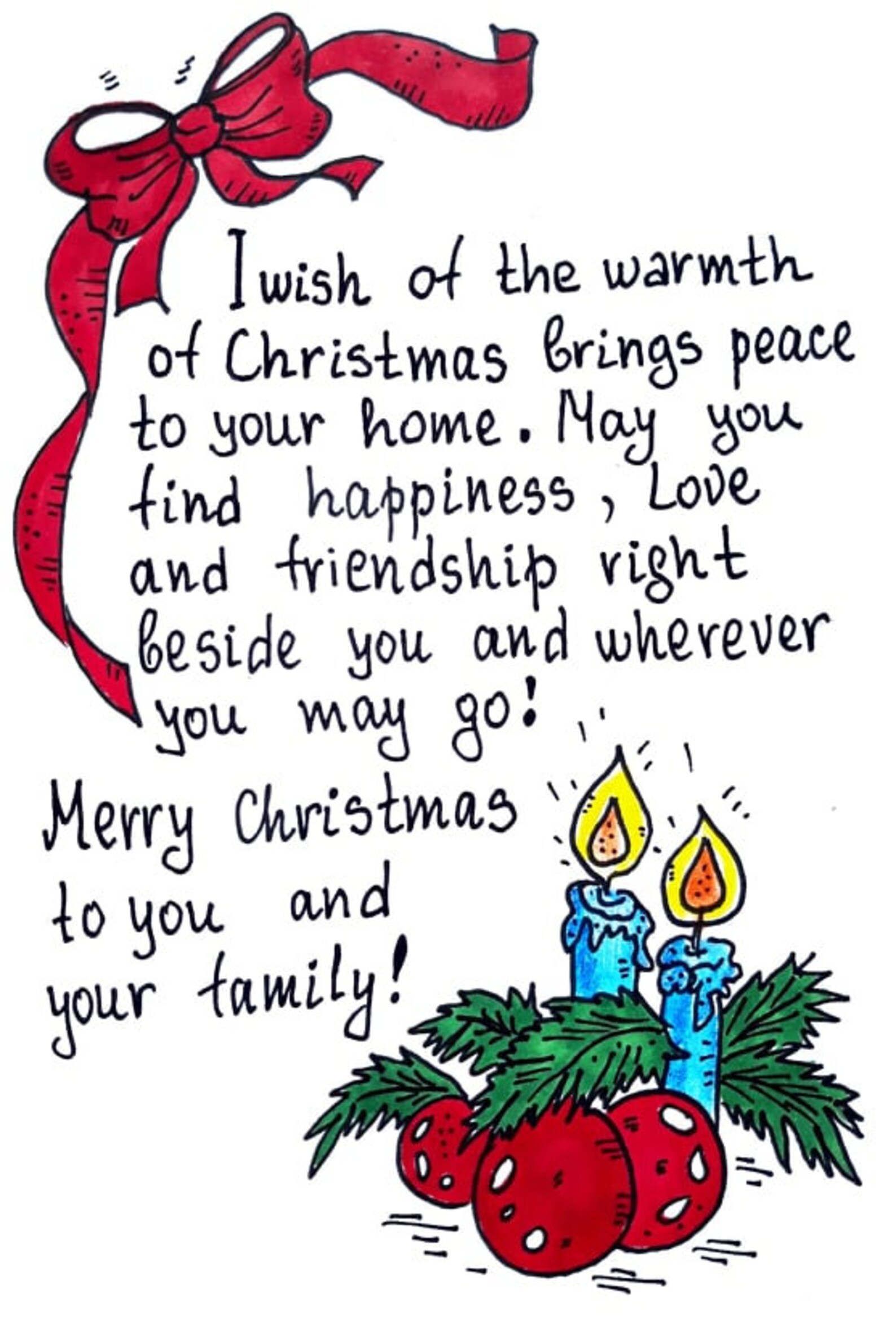 Merry Christmas Wishes Card Print. Christmas Message for Friends Card ...