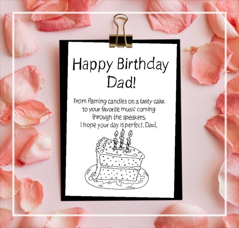 Happy Birthday Card for Dad With Message. Birthday Card for Dad Print ...