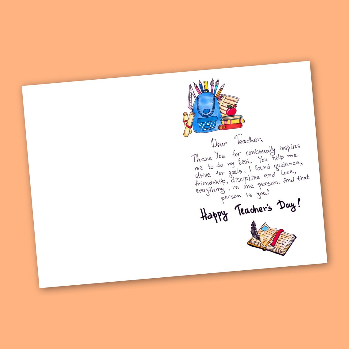 Happy Teacher's Day Card Print. Teacher's Card With - Etsy