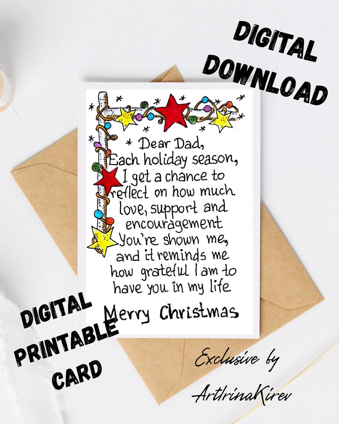 Christmas Card for Dad. Merry Christmas Message Card for Dad. Christmas ...