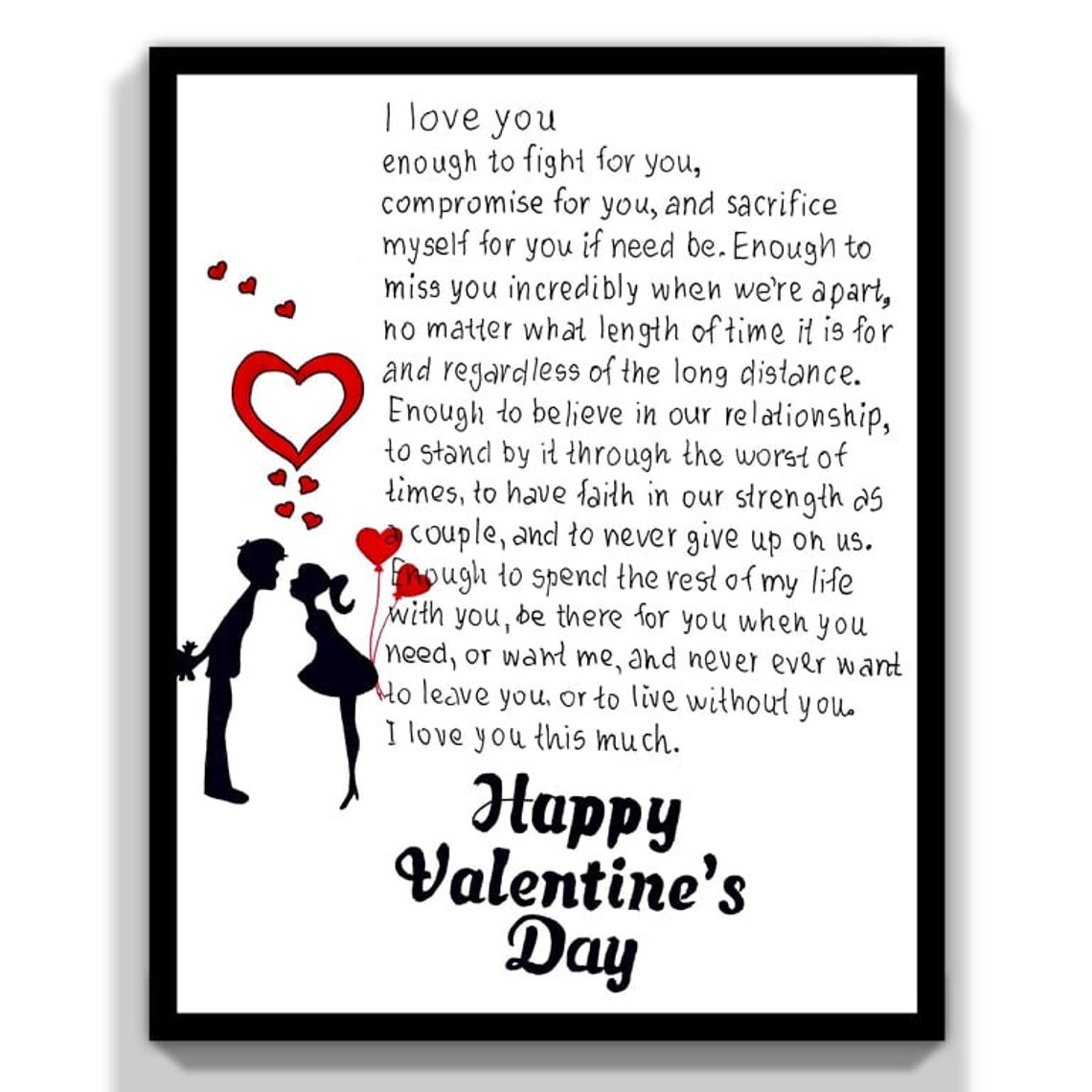 I Love You Card Print. Valentines Day Card With Message. - Etsy