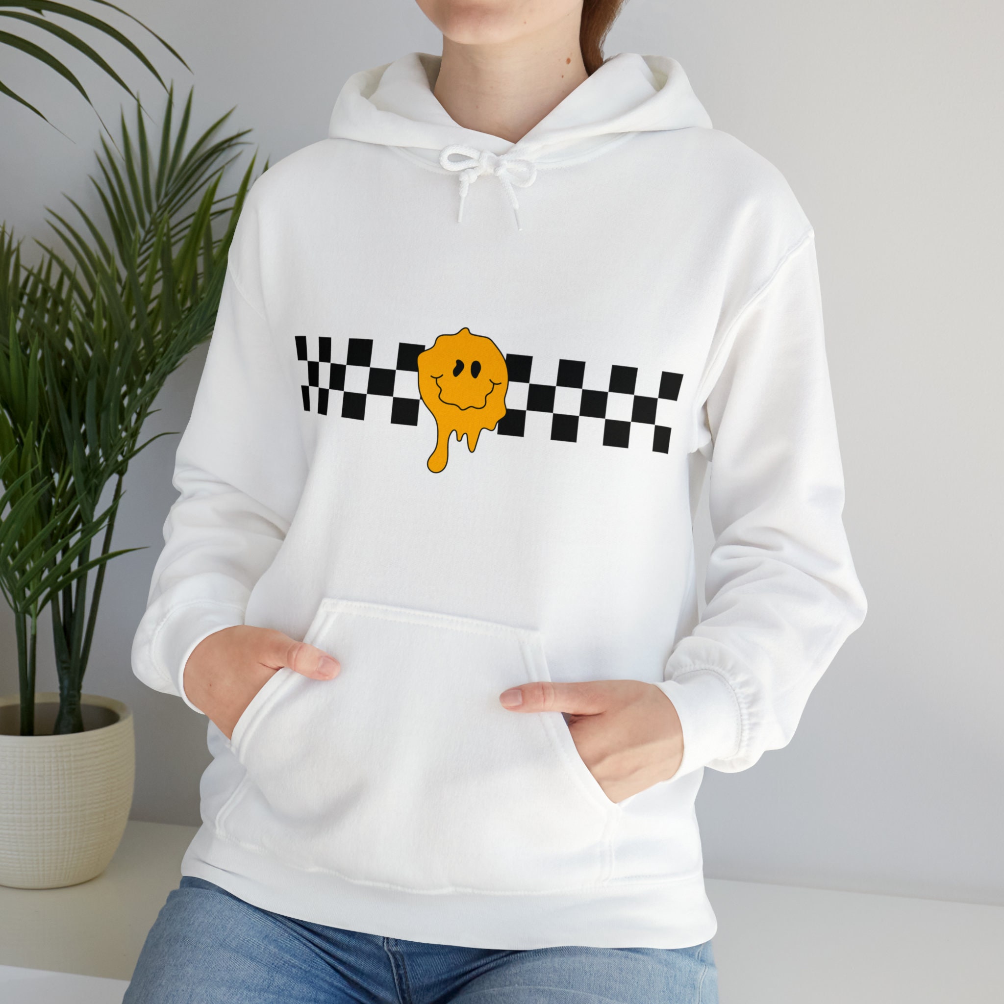 Retro Smiley Face Hoodie, Smiley Face Hoodie, Checker Smiley Hoodie ...