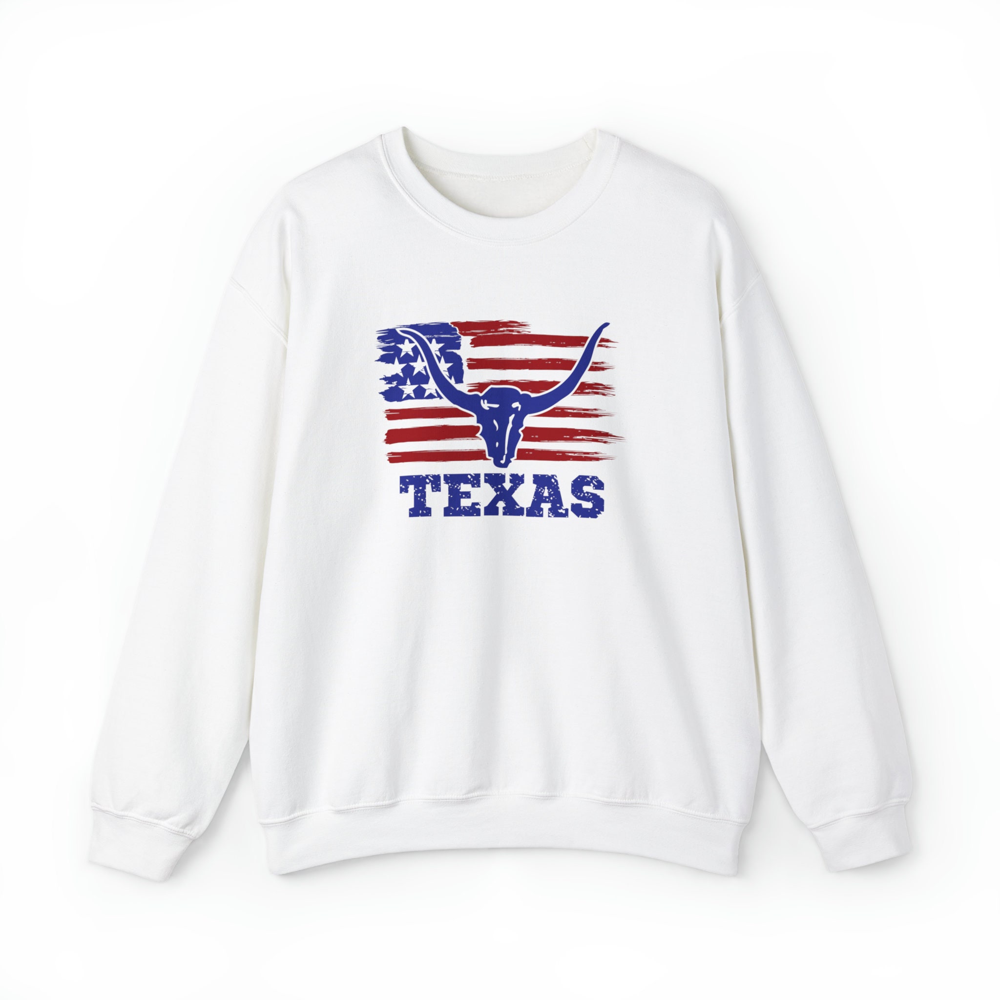 Texas Longhorn Crewneck Sweatshirt, Texas USA Flag Sweater, Texas ...