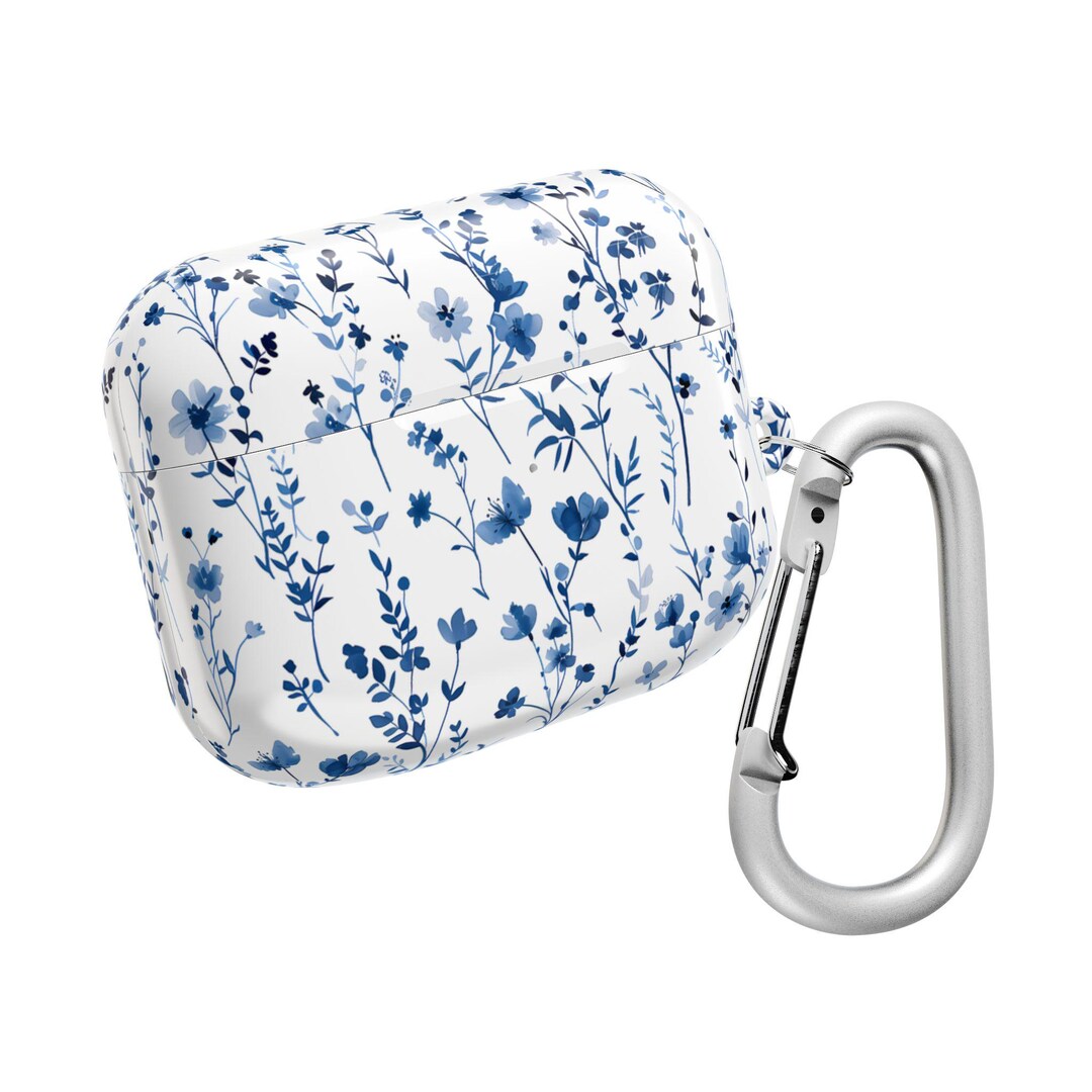 Floral AirPod Case, Cute Airpods Cover, Blue Flower Design Accessories ...