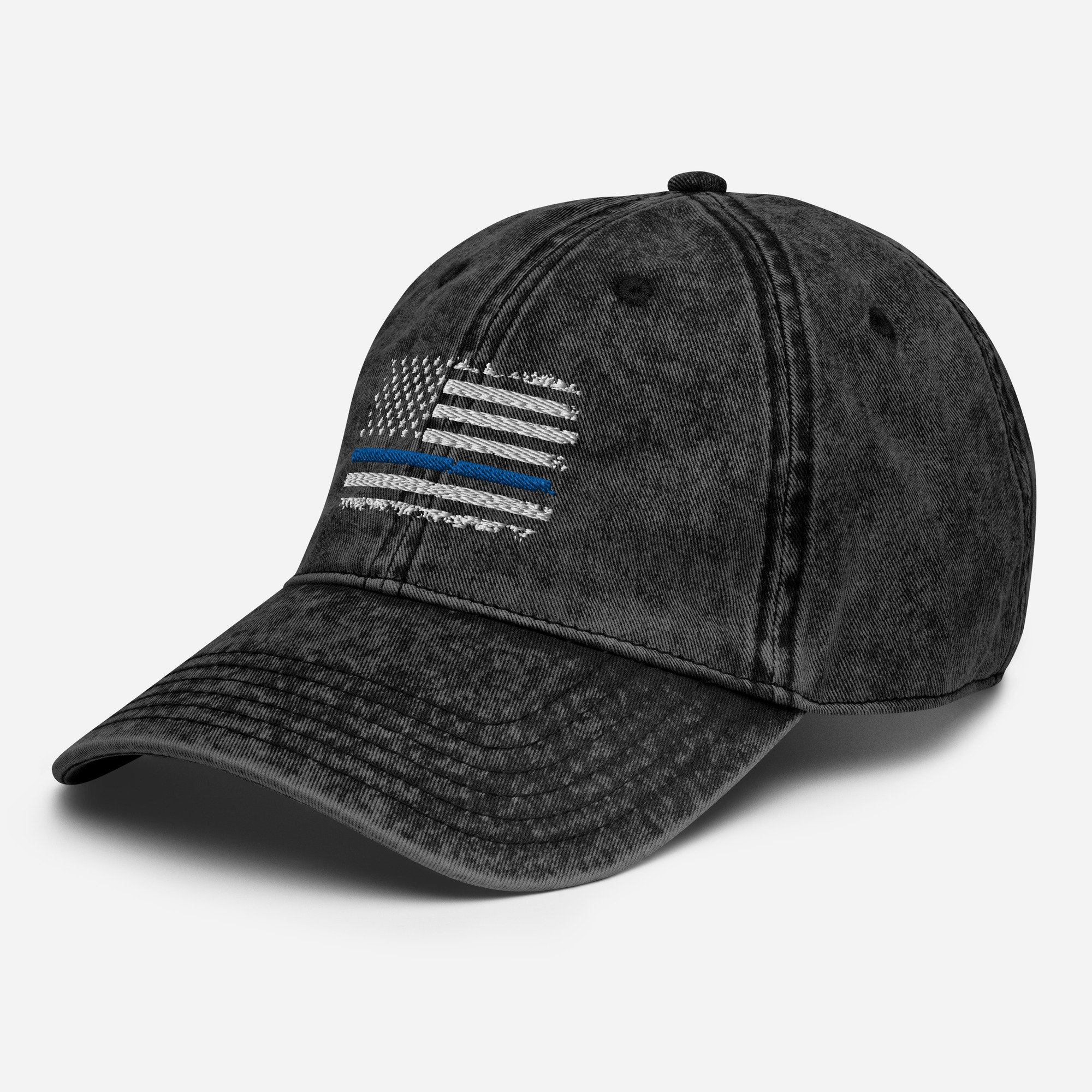 Thin Blue Line Cap, Distressed Flag Baseball Cap, Embroidered Cap ...