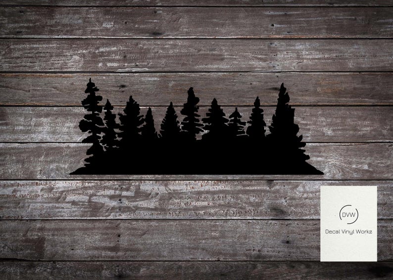Tree Scape Vinyl Decal | Forest Tree Silhouette Decal Sticker | Trees ...