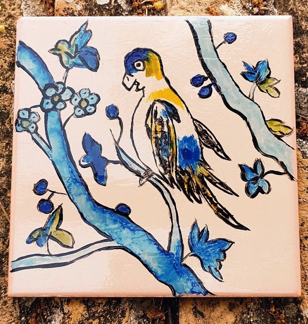 Handpainted decorative tile, handmade tile art,traditional Portuguese ...