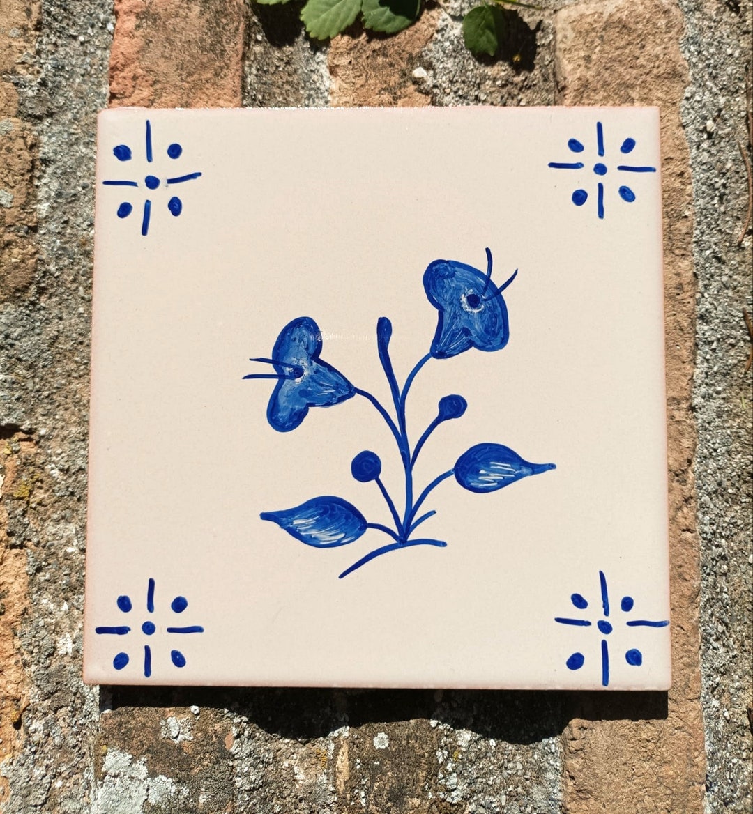 Handpainted Flower Tile,ceramic Tile,blue and White Tile Art,flower ...