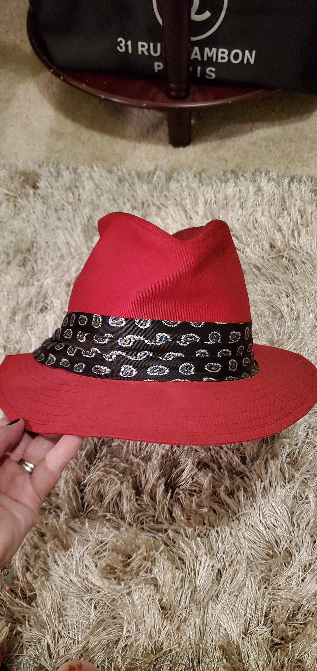 Vintage Red and Paisley Fedora Hat - Etsy