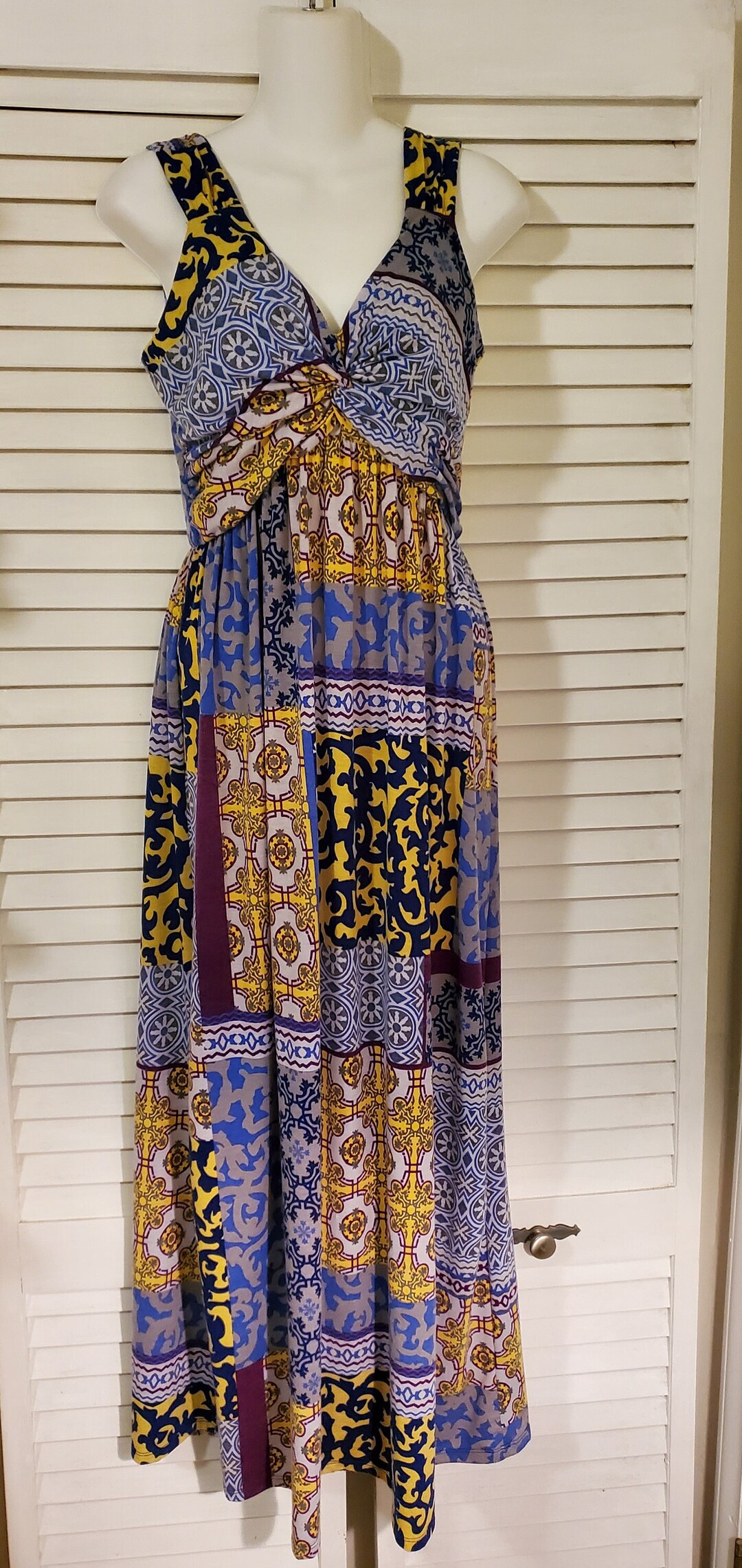 Blue Print Maxi Dress by Miss Tina by Tina Knowles Size 4-6 - Etsy