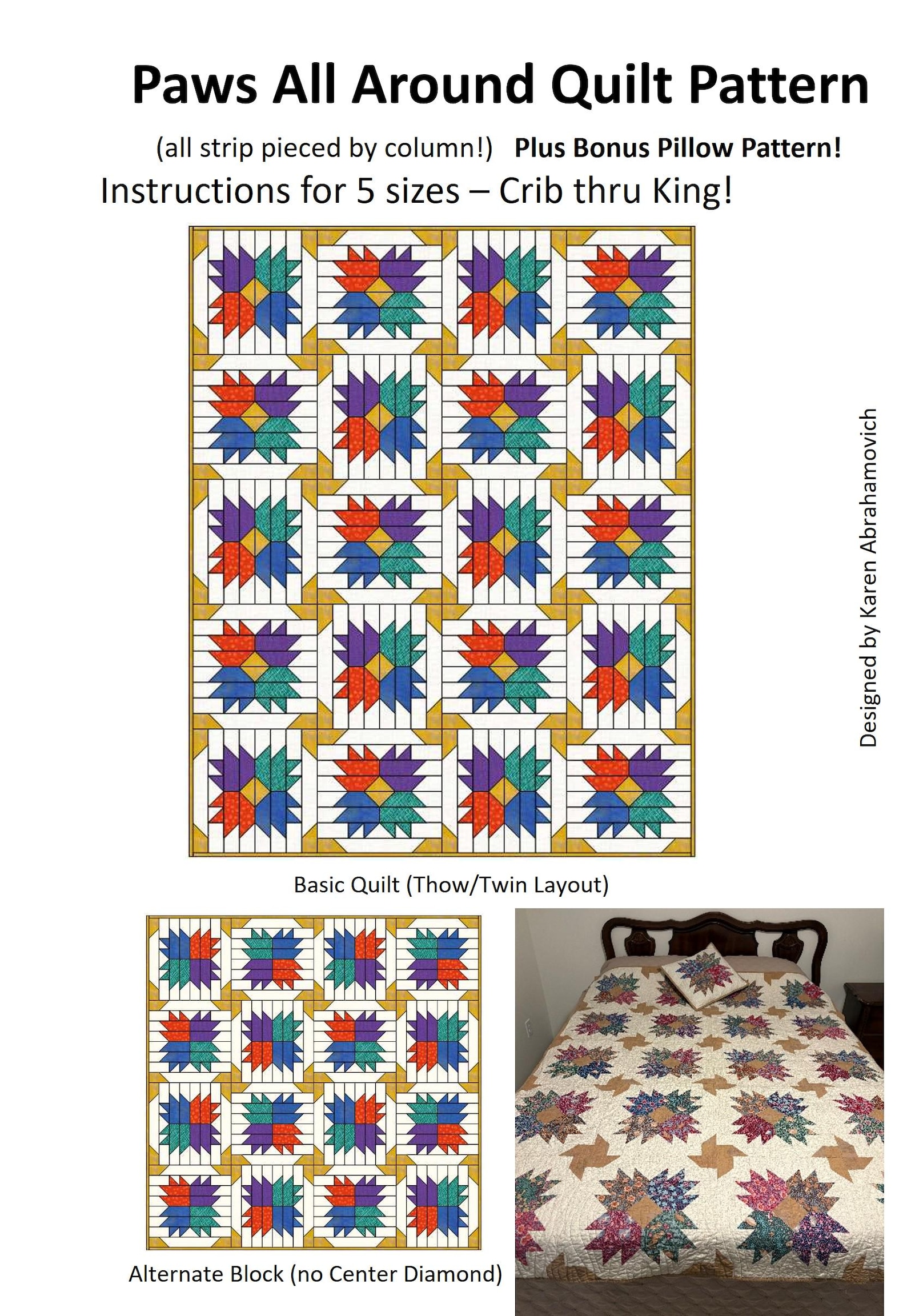 Paws All Around Quilt Pattern - 5 Sizes! - Etsy