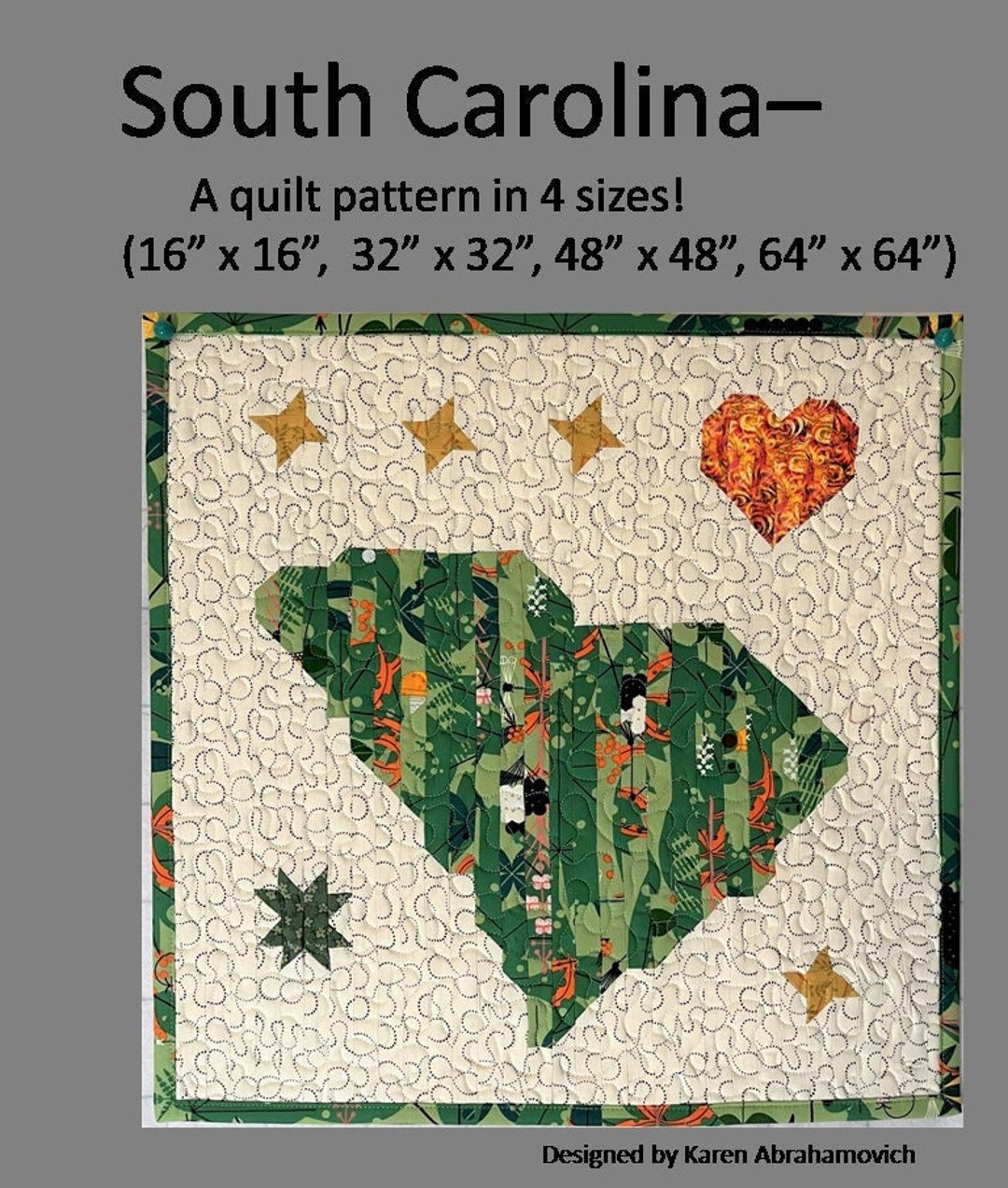 South Carolina Quilt Pattern - 4 Sizes! - Etsy
