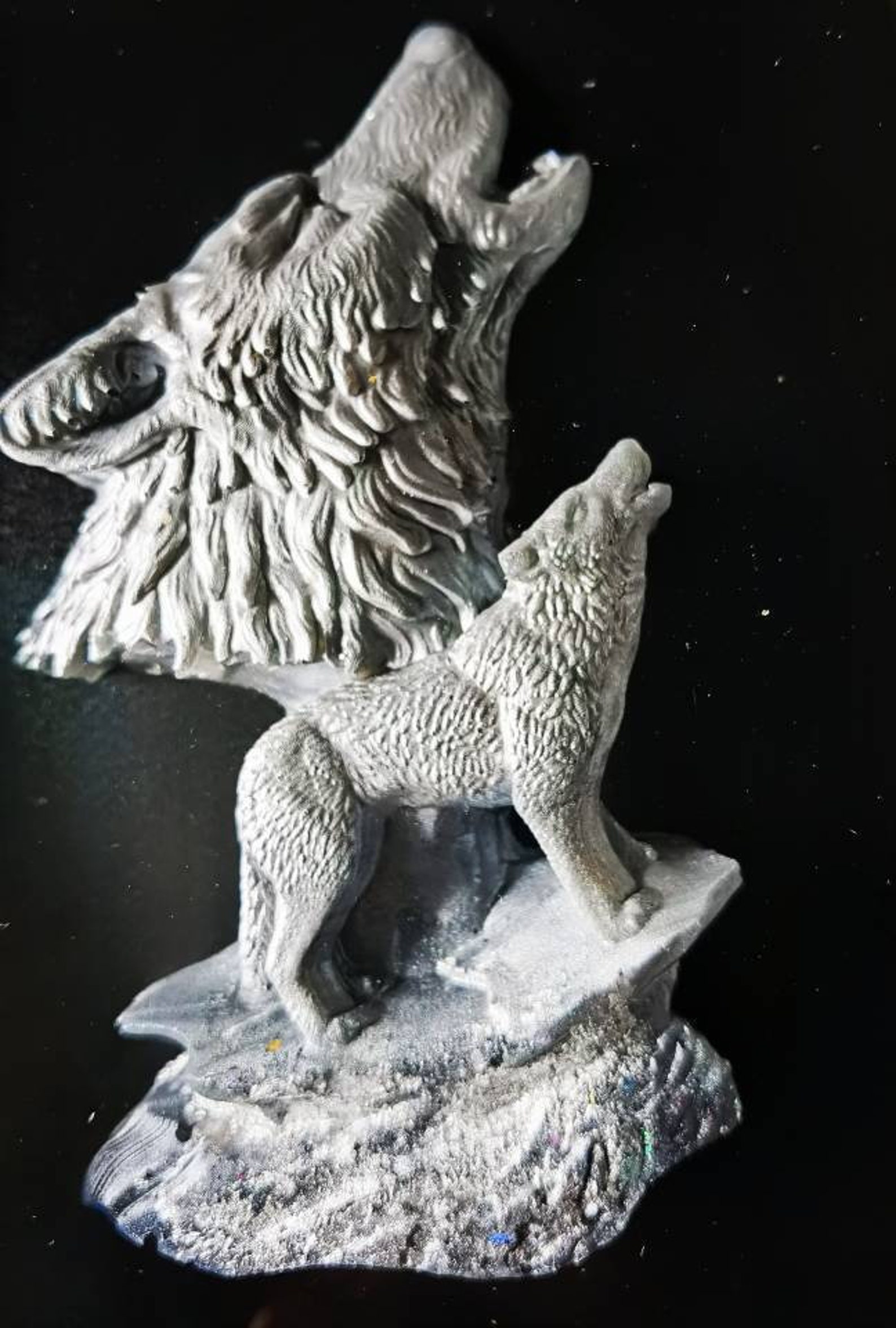 3D Resin Silver Wolf in Black Frame | Etsy