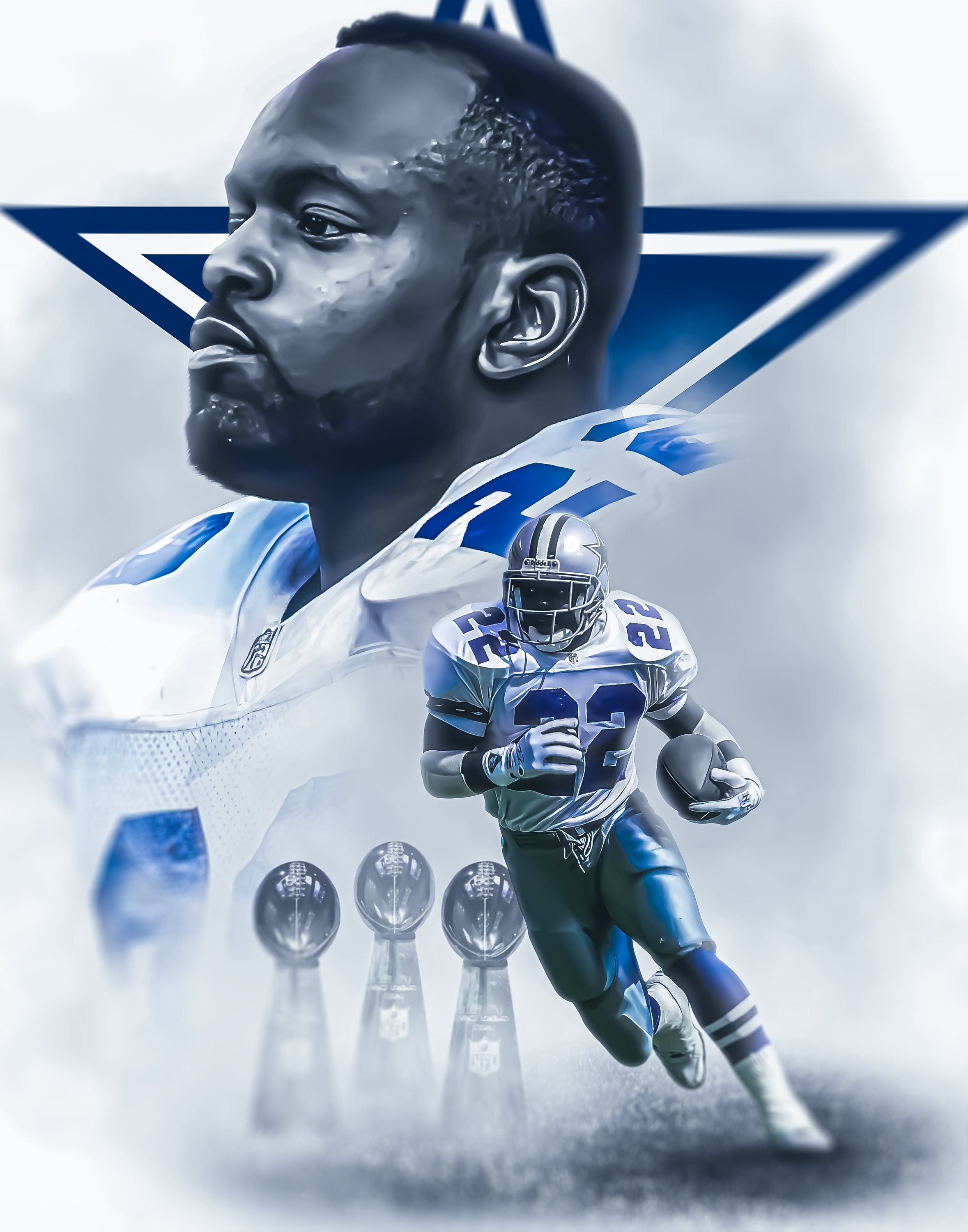 Emmitt Smith Legend Poser, NFL Poster, NFL Art, NFL, Hall of Fame, Dallas Cowboys, Dallas ...