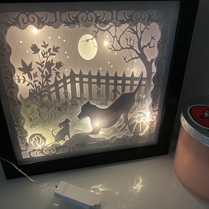 Cat and Dog Shadow Box Kitten and Puppy Playing Unique Pet - Etsy