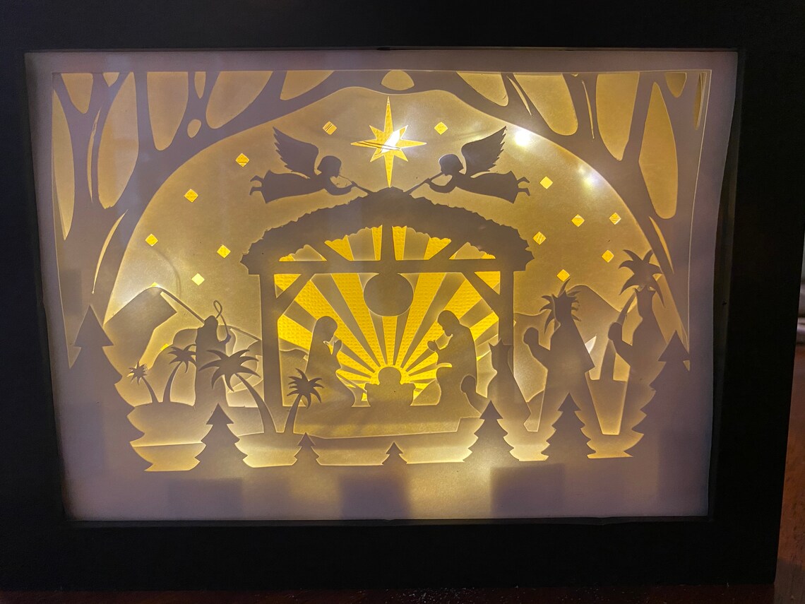 Nativity Light Box Manger Scene Christmas Shadow Box Reason - Etsy