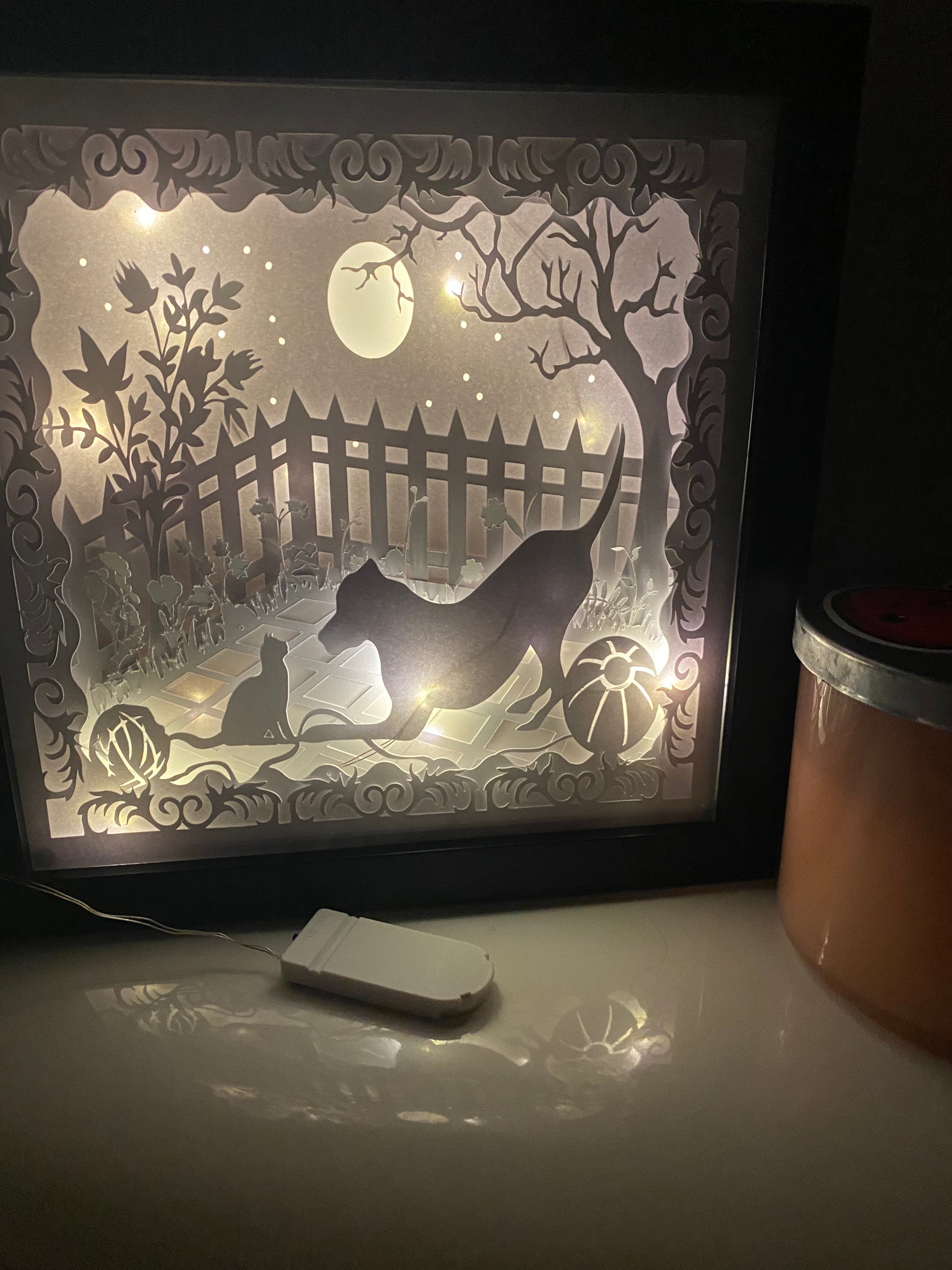 Cat and Dog Shadow Box Kitten and Puppy Playing Unique Pet - Etsy