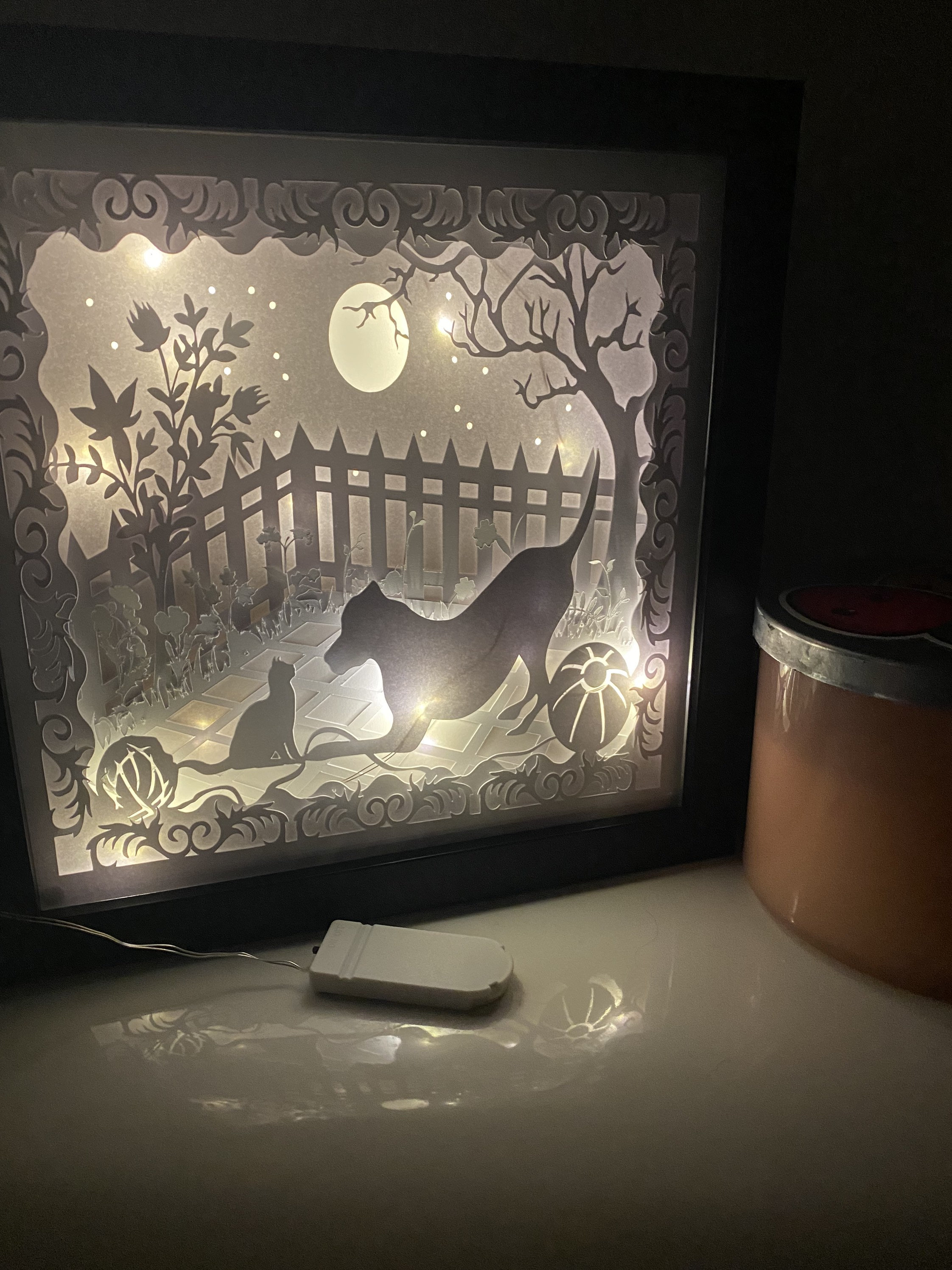 Cat and Dog Shadow Box Kitten and Puppy Playing Unique Pet - Etsy