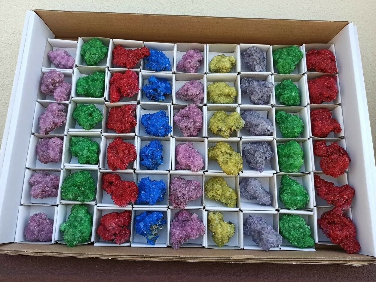 Alunite Chalkantite Red Green Yellow Pink Blue Crystal on Matrix 54pcs ...