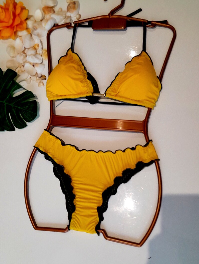 Brazilian Bikini With Triangle Bra and Push-up Scruched Bottom - Etsy