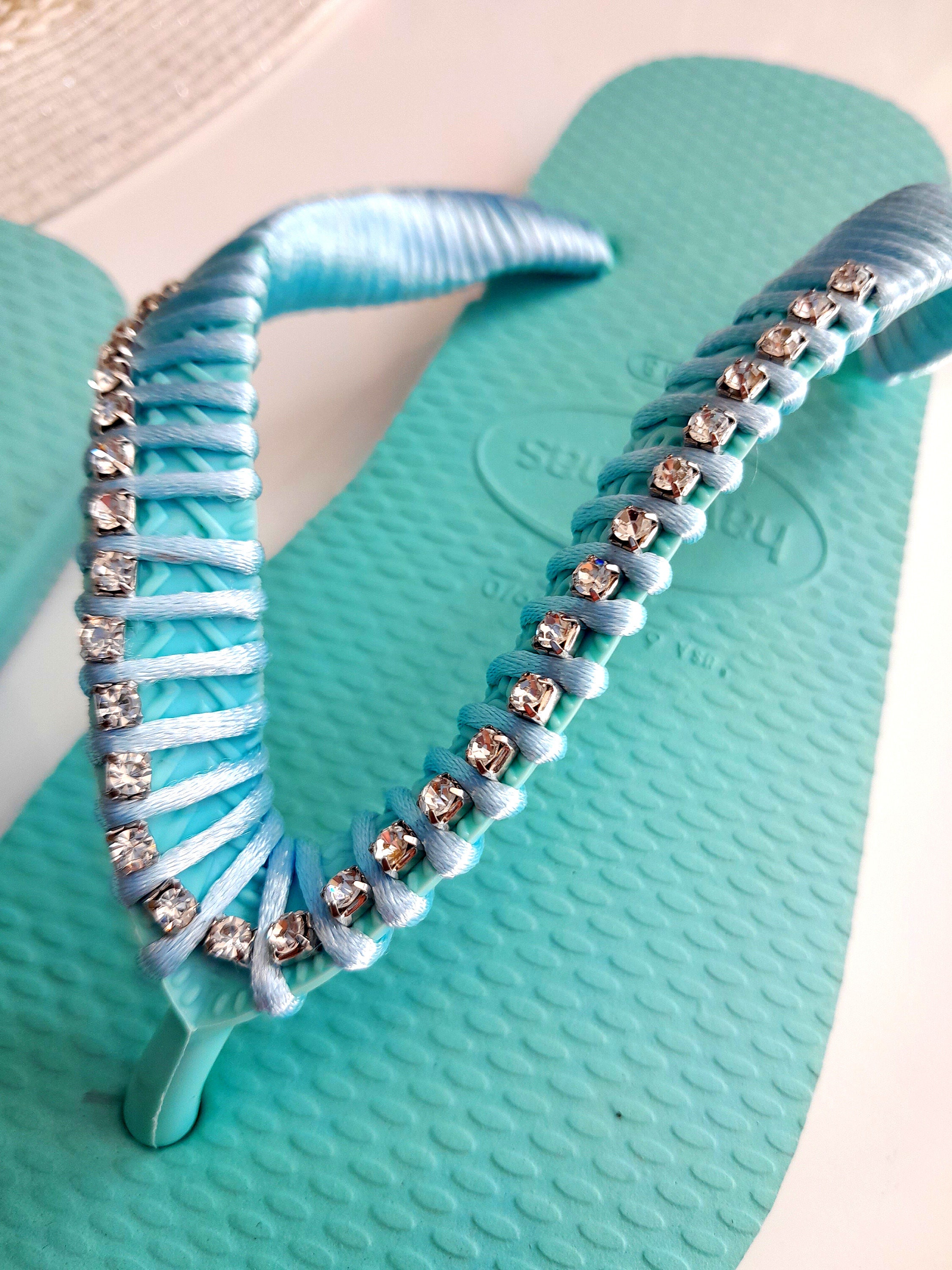 Havaianas Flip Flops Baby Blue Strass for Women - Etsy