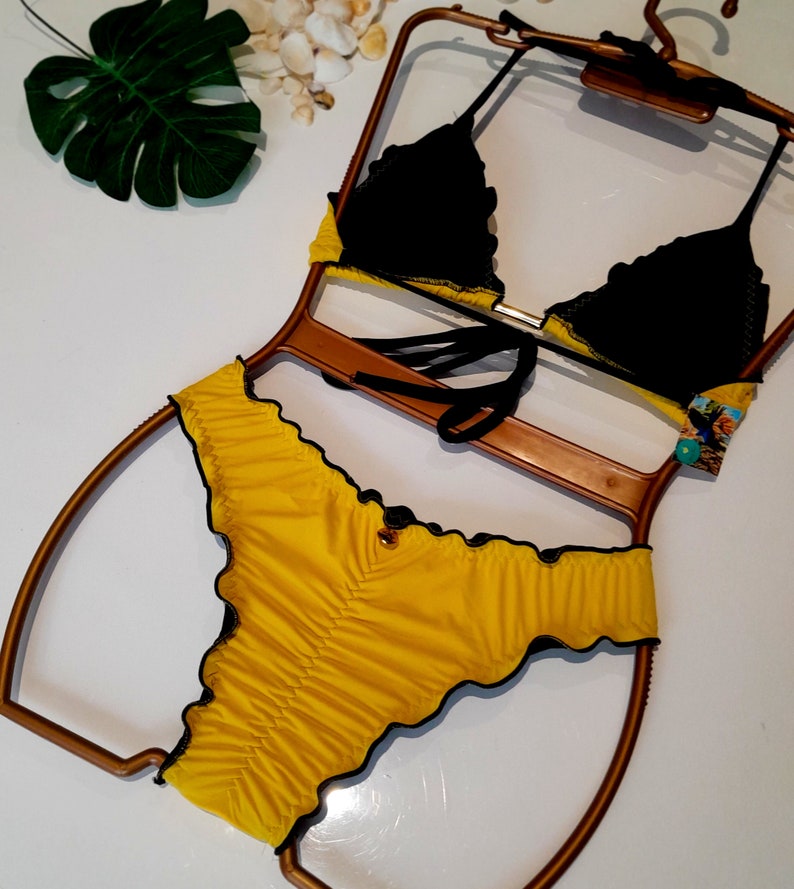 Brazilian Bikini With Triangle Bra and Push-up Scruched Bottom - Etsy