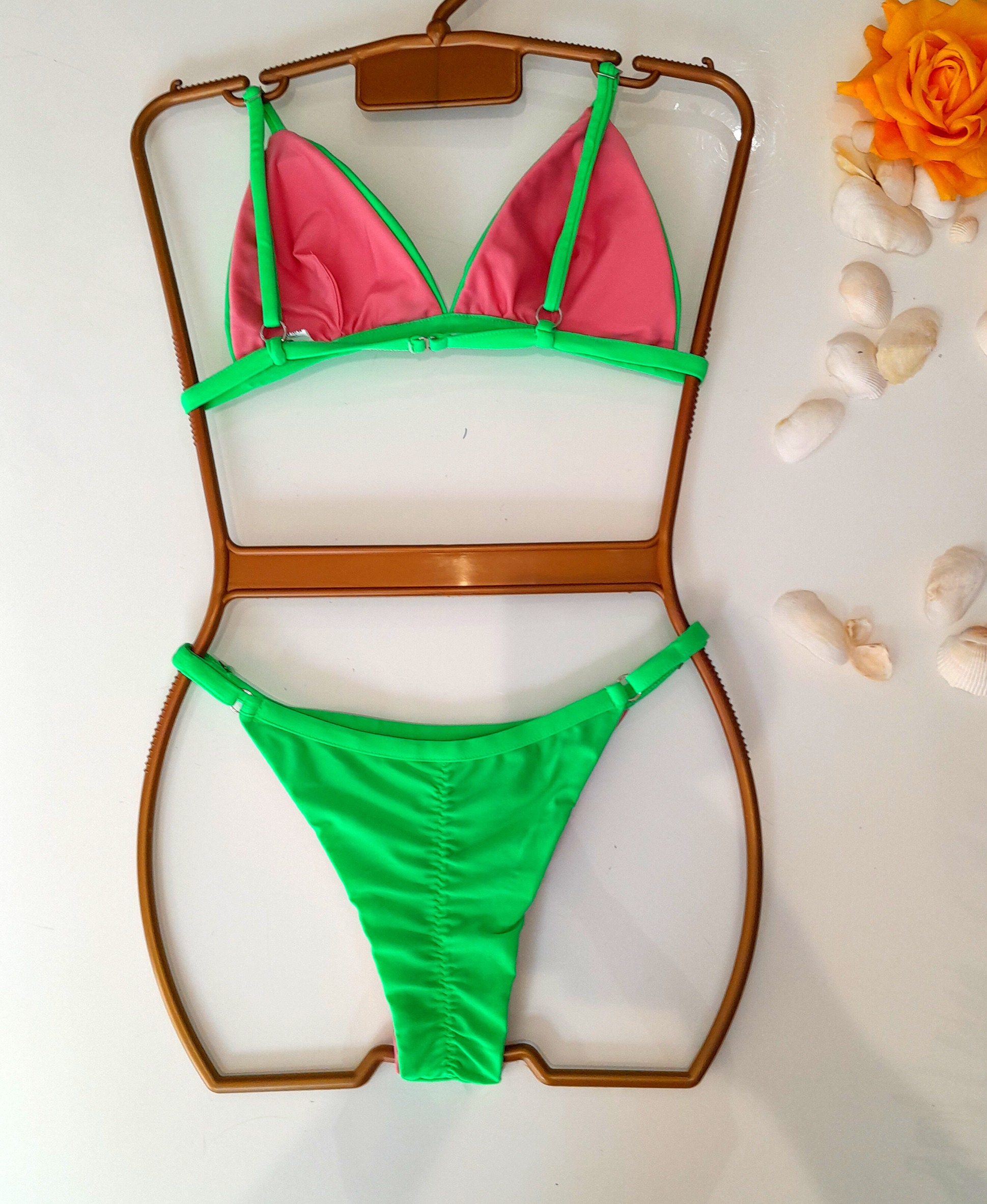Brazilian Triangle Bikini Adjustable Scrunch Bikini Bottom - Etsy Australia