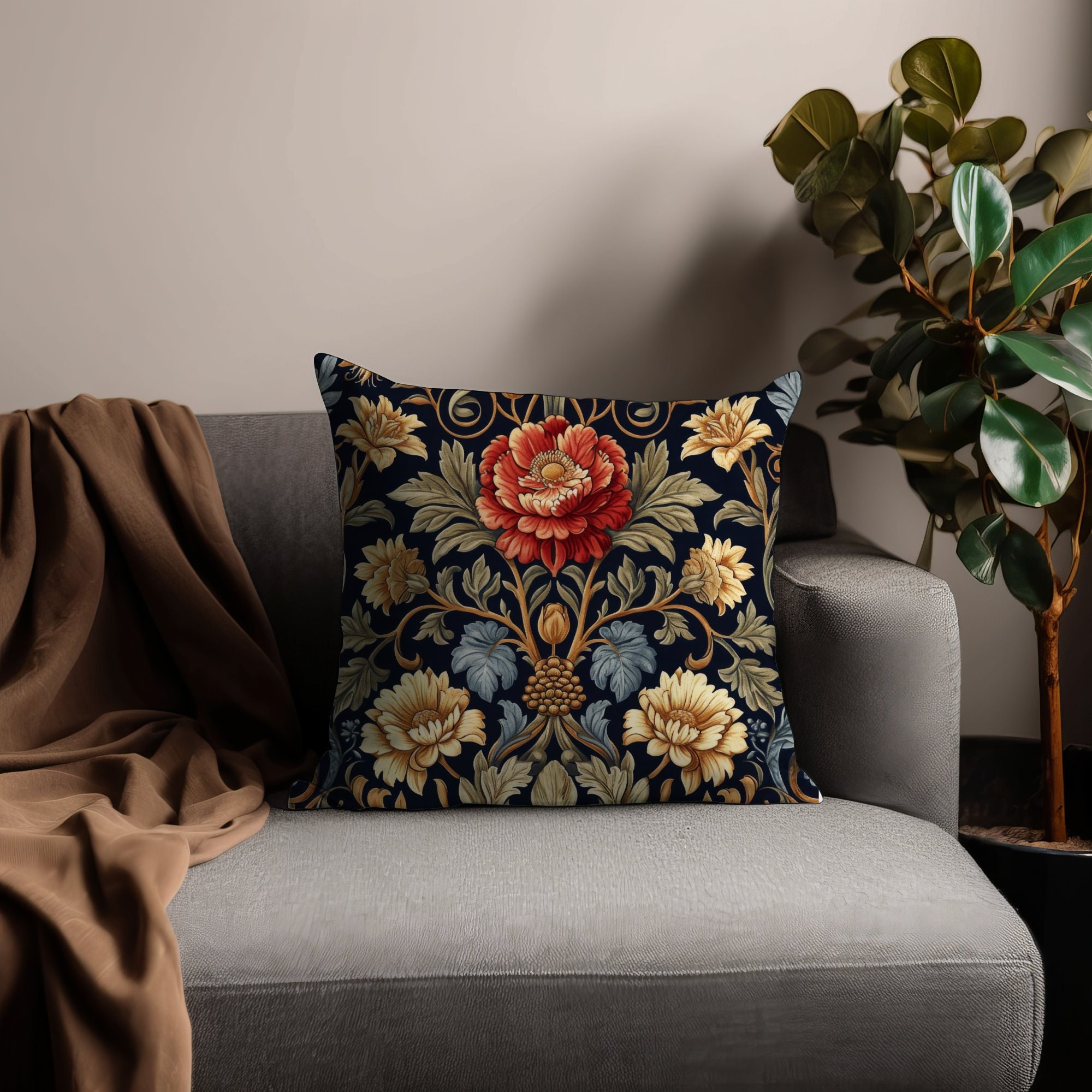 Victorian Style William Morris Inspired Throw Pillow Cover, Vintage ...