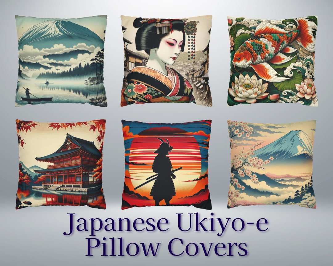 Japanese Ukiyo-e Pillow, Vintage Art Throw Pillow, Asian Decorative ...