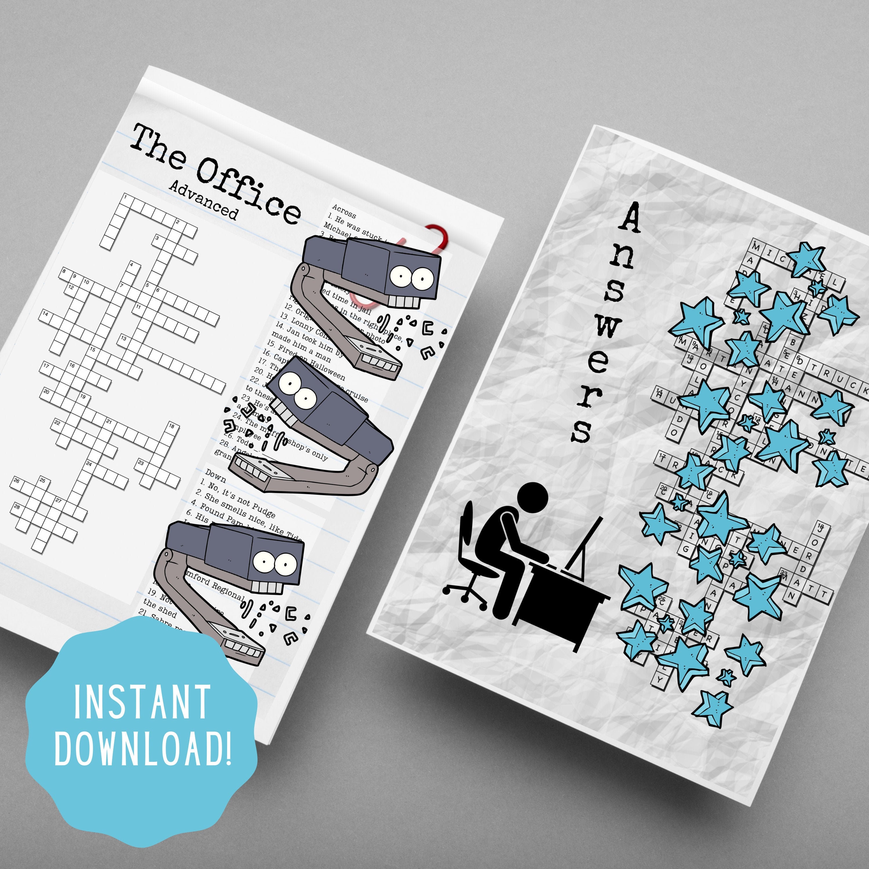 The Office Characters Crossword Advanced W/answer Key - Etsy