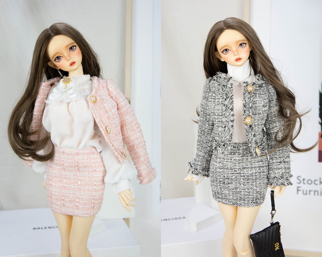 BJD Clothes SD Doll Cloth for 1/3 1/4 Doll Tweed Two Piece SET Jacket ...