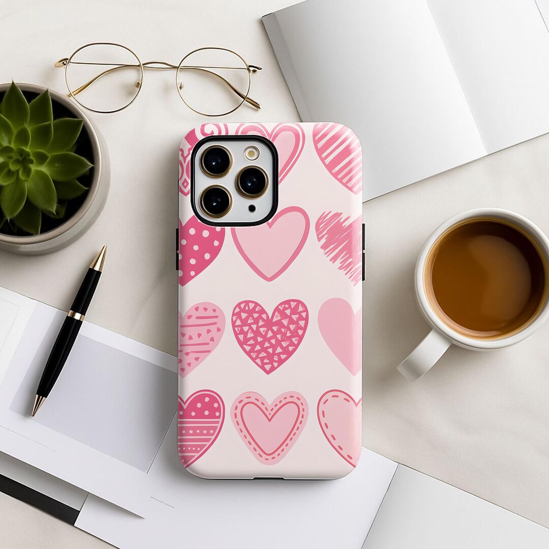 Pink and Red Heart Pattern Phone Case | Valentine's Day Heart Phone ...