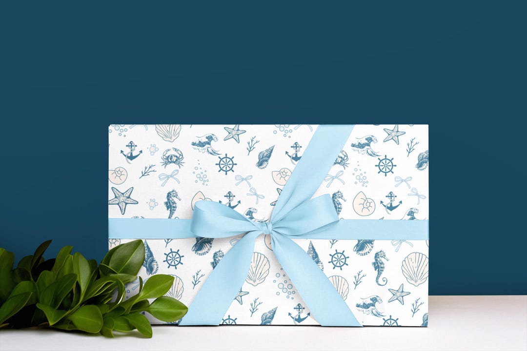 Custom Coastal Wrapping Paper - Beach-themed Gift Wrap With Seashell ...