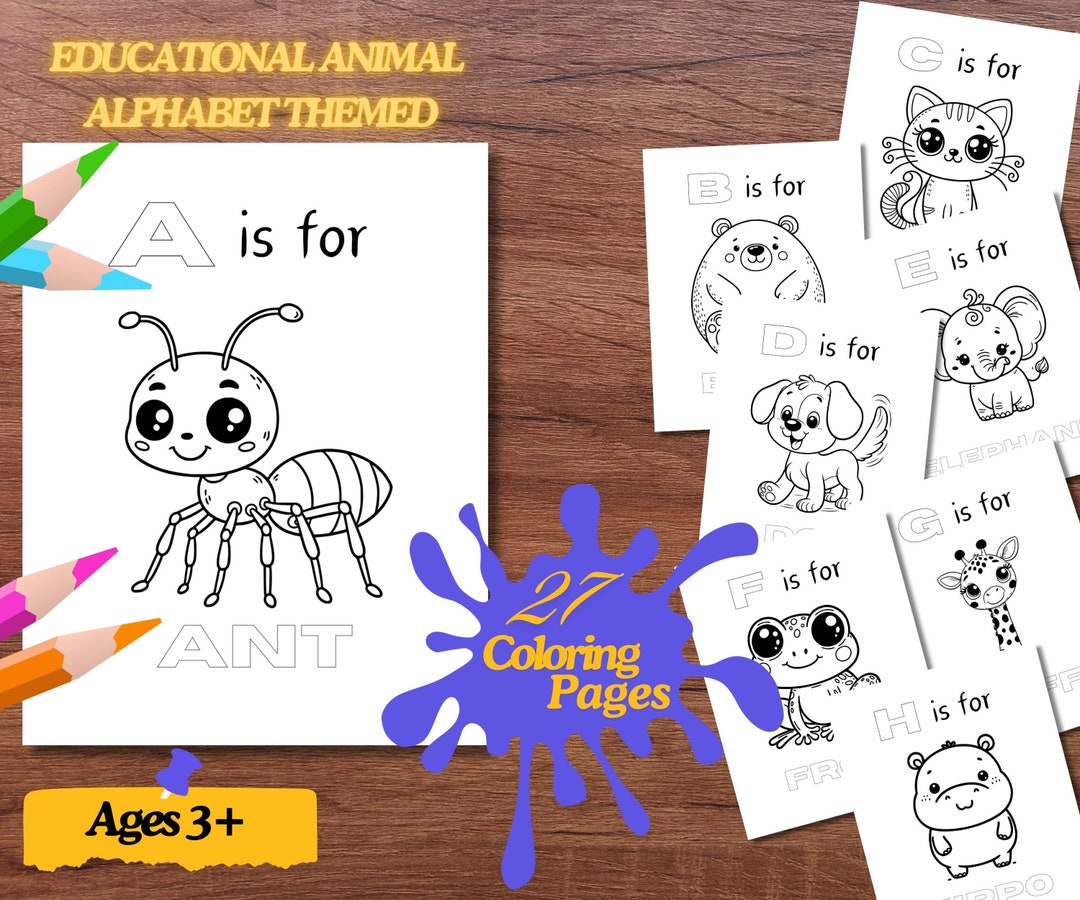 Educational Animal Alphabet Coloring Book PDF - Fun Printable Kids ...
