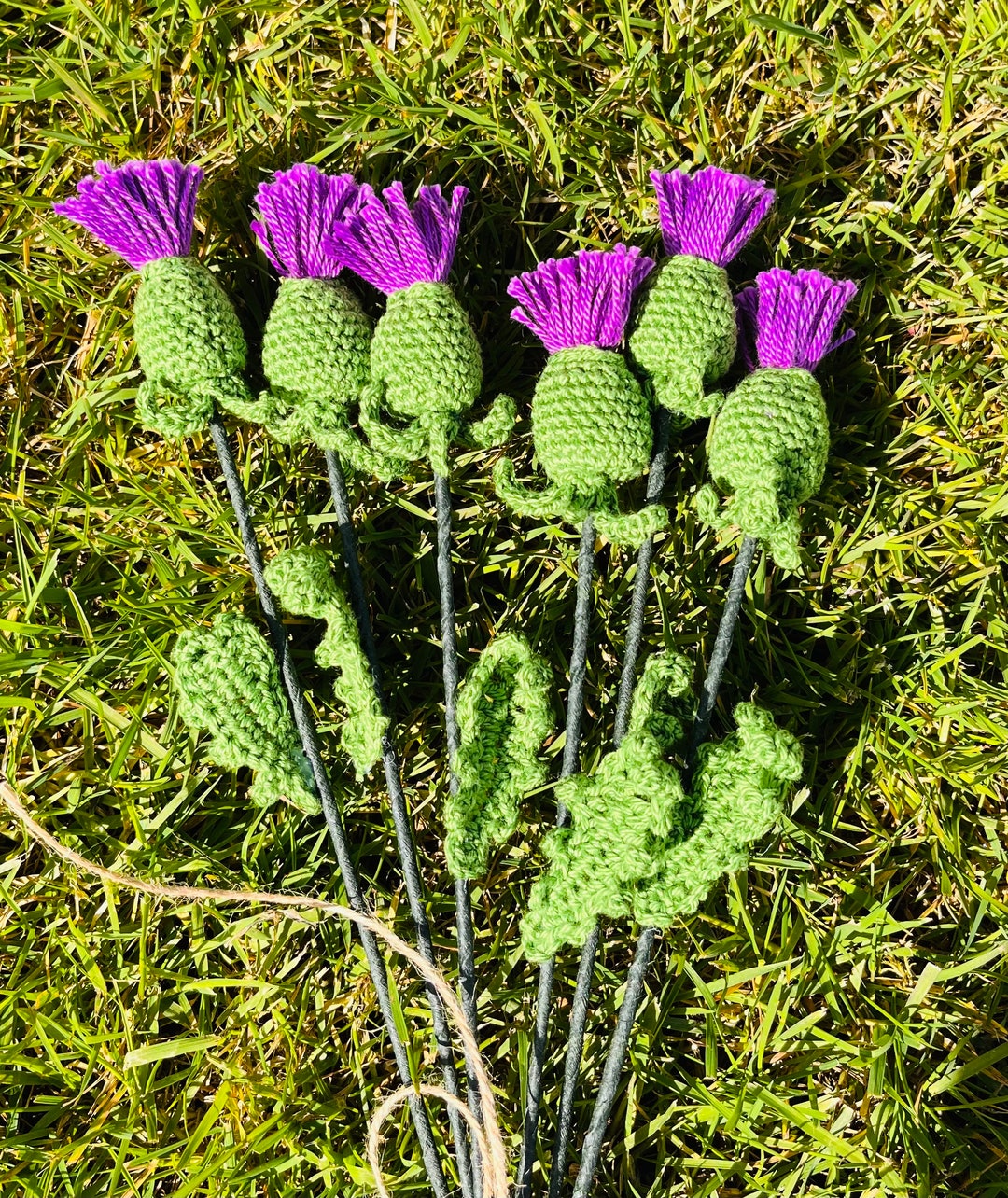 Crochet Handmade Thistles, Bunch of 6, Home Decor, Faux Flowers ...