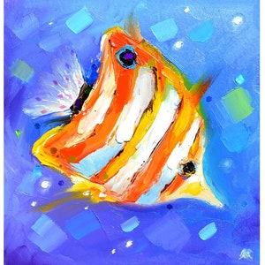 Angelfish Original Art, Freshwater Fish, Aquarium, Colorful Little Fish ...