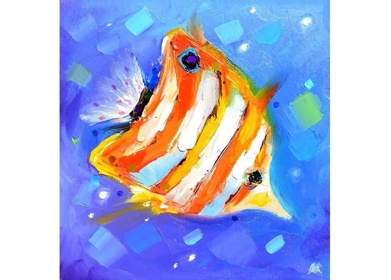 Angelfish Original Art Freshwater Fish Aquarium Colorful - Etsy