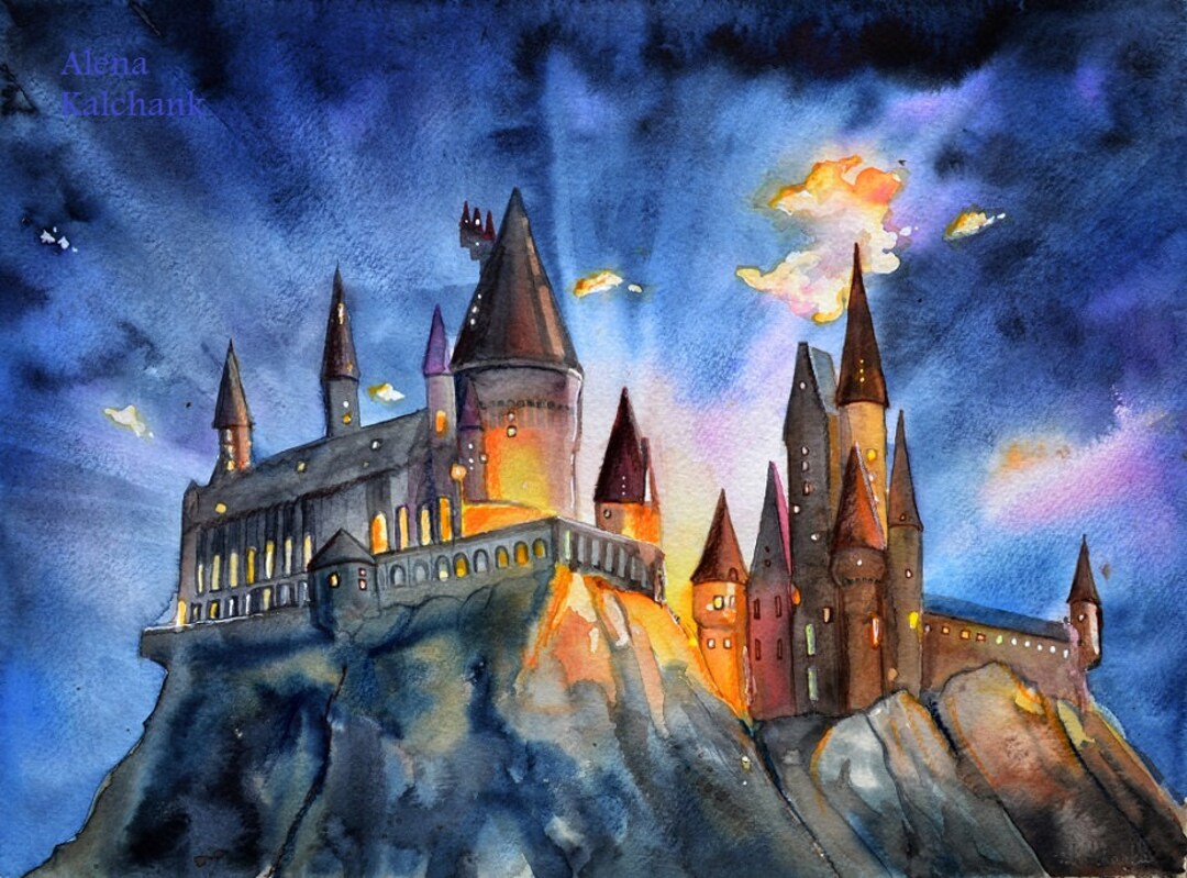 Watercolor Original Art Fairytale Art Magic School Wall Decor ...