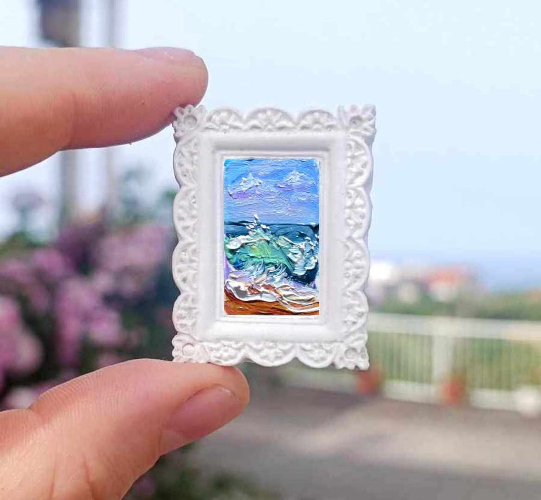 Sea Painting, Sea Ol Art, Landscape Miniature Painting, Mini Artwork ...