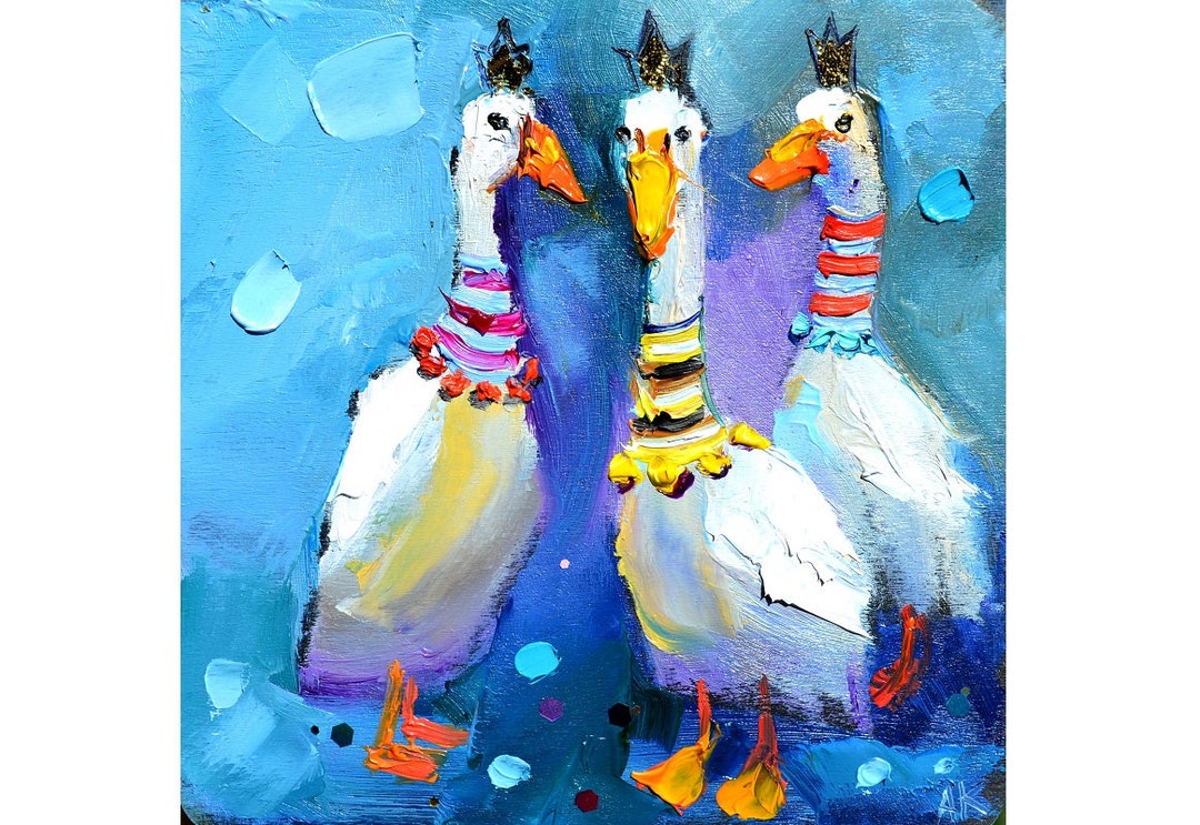 Three Kings Geese Art White Goose Art Farm Bird Abstract Goose Wall ...