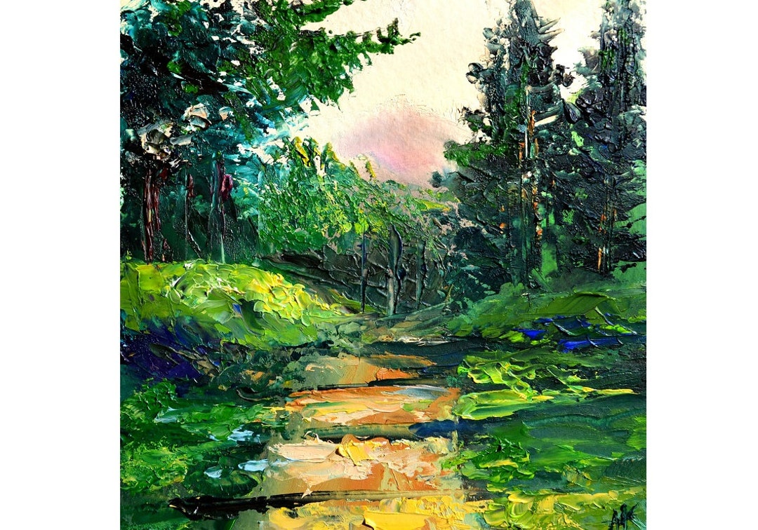 Forest Art Landscape, Forest Trees, Nature Trail Art Colorful Trees ...