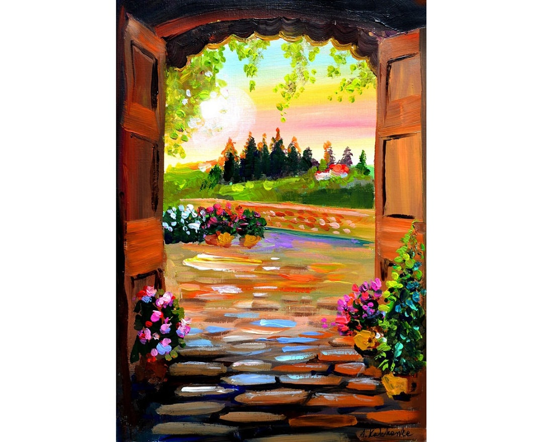 Door in the Countryside, Door With Garden View, Nature Landscape Hills ...